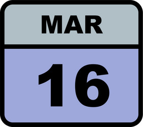 March 16th date on a single day calendar Vector Image