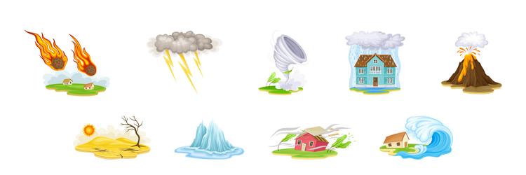 Natural disaster with elemental calamities Vector Image