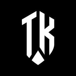 Tk logo monogram shield shape with crown design Vector Image