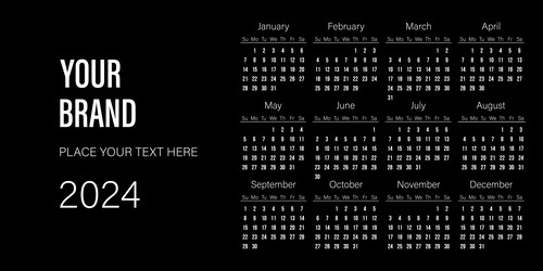 Horizontal calendar 2024 template design on light Vector Image