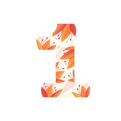 Template text symbol number leaves orange three Vector Image