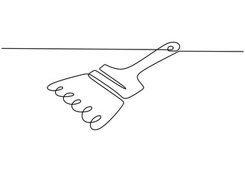 Paint brush one line drawing minimalism Royalty Free Vector