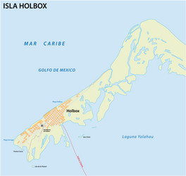 Riviera maya and holbox island road map Royalty Free Vector