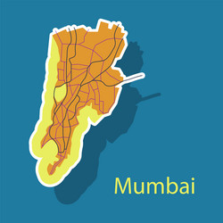 Sticker map of mumbai Royalty Free Vector Image