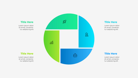 Semicircle pie chart divided into 4 parts concept Vector Image