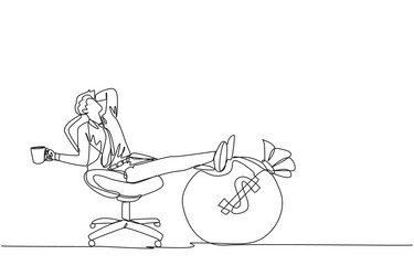 Continuous one line drawing man sitting in work Vector Image