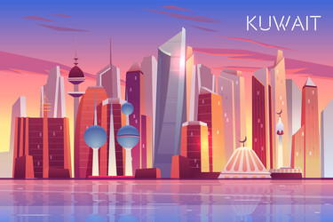 Kuwait city skyline modern arab state cityscape Vector Image