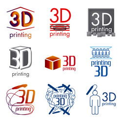 Logo 3d printing and pens Royalty Free Vector Image