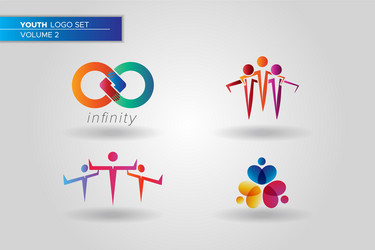 Youth social activities logo set template raise Vector Image