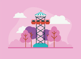 Swings and free fall tower Royalty Free Vector Image