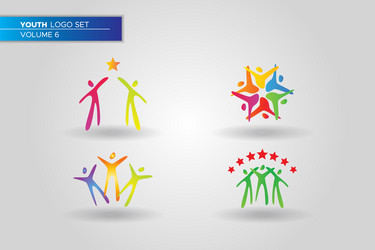 Youth social activities logo set template raise Vector Image