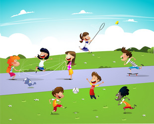 Children playing in the playground Royalty Free Vector Image