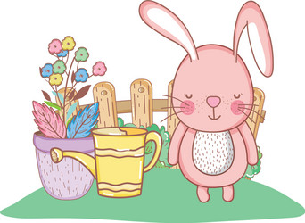 Little rabbit in the garden Royalty Free Vector Image