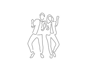 Full length people isolated line drawing Vector Image