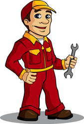 Two car service man wearing uniform with wheel Vector Image