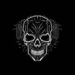 Hooded skull hacker logo concept Royalty Free Vector Image