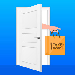 Take away bag in flat style coffee shop logo Vector Image