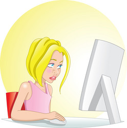 Cartoon Girl Typing on Computer Vector Images (over 630)