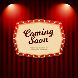 Theater cinema sign movie light frame retro Vector Image