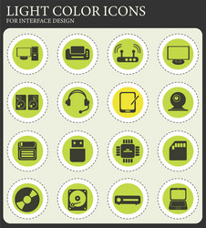 Computer equipment simple icons Royalty Free Vector Image