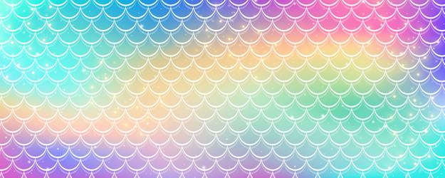 Mermaid holographic background with scale Vector Image