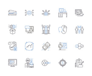 Microfinance outline icons collection Royalty Free Vector