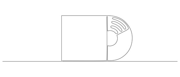 One continuous line drawing of vinyl lp record Vector Image