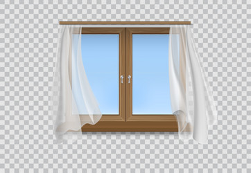 Realistic detailed 3d wooden window frame Vector Image
