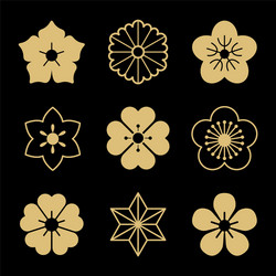 Traditional japanese symbols and patterns Vector Image