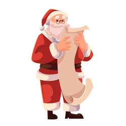 Santa claus reading a long list of gifts Vector Image