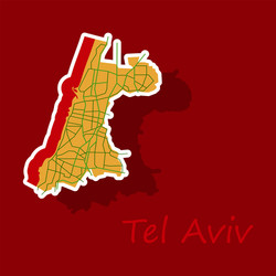 Tel aviv sticker map artprint landmass water Vector Image