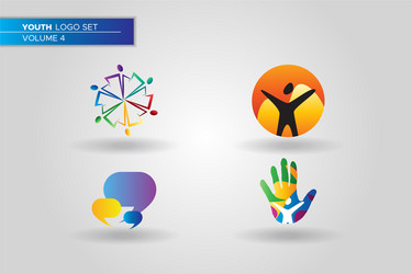 Youth social activities logo set template raise Vector Image