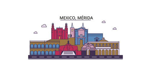 Mexico oaxaca tourism landmarks city Royalty Free Vector