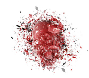 Exploded skull with splashes in all directions Vector Image