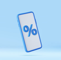 3d phone with percentage on screen Royalty Free Vector Image