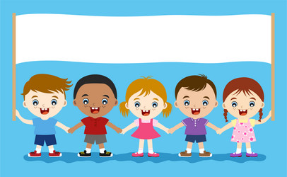 Multicultural children hand in hand Royalty Free Vector