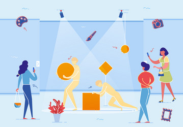 People at museum art gallery Royalty Free Vector Image