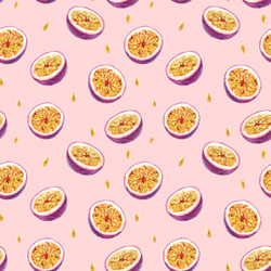 Watercolor passion fruit pattern Royalty Free Vector Image