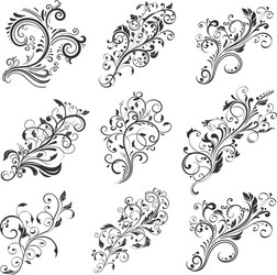 Black floral branch decorative filigree design Vector Image