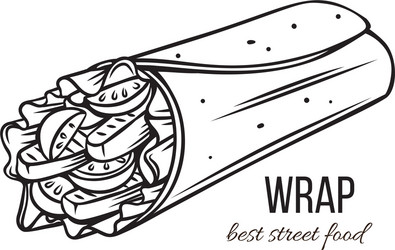 Chicken tortilla wrap hand-drawn Royalty Free Vector Image
