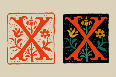 Gothic style letter x logo calligraphy uppercase Vector Image