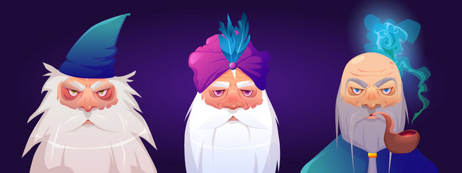 Old wizard characters set Royalty Free Vector Image