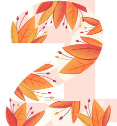 Template text symbol number leaves orange three Vector Image
