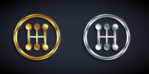 Gold and silver gear shifter icon isolated Vector Image
