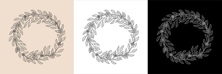 Hand drawn botanical wreath line art Royalty Free Vector
