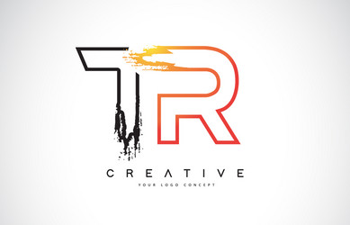 Tr letter design with brush stroke and modern 3d Vector Image