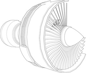 Turbo jet engine aircraft line Royalty Free Vector Image