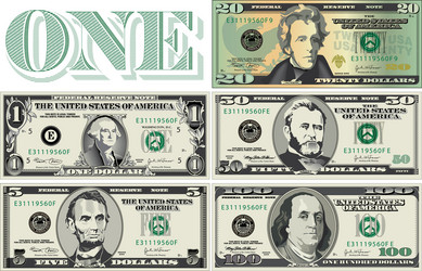 Template of fake money pictures dollars Royalty Free Vector