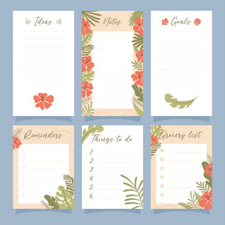 Printable weekly planner concept with tropical Vector Image