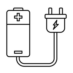 Battery and plug outline on white Royalty Free Vector Image
